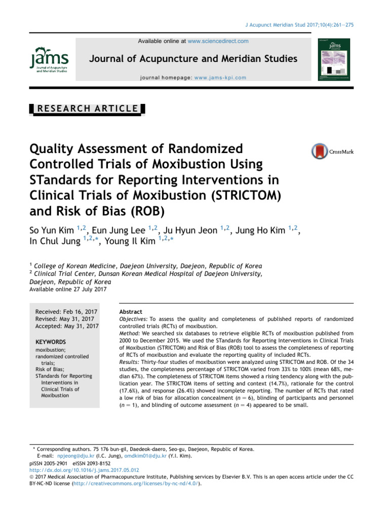 2017 Quality Assessment of Randomized Controlled Trials of Moxibustion ... 2017 Quality Assessment of Randomized Controlled Trials of Moxibustion ...