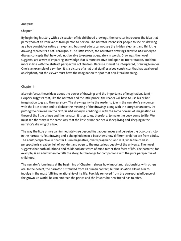 Analysis | PDF | The Little Prince | Narration