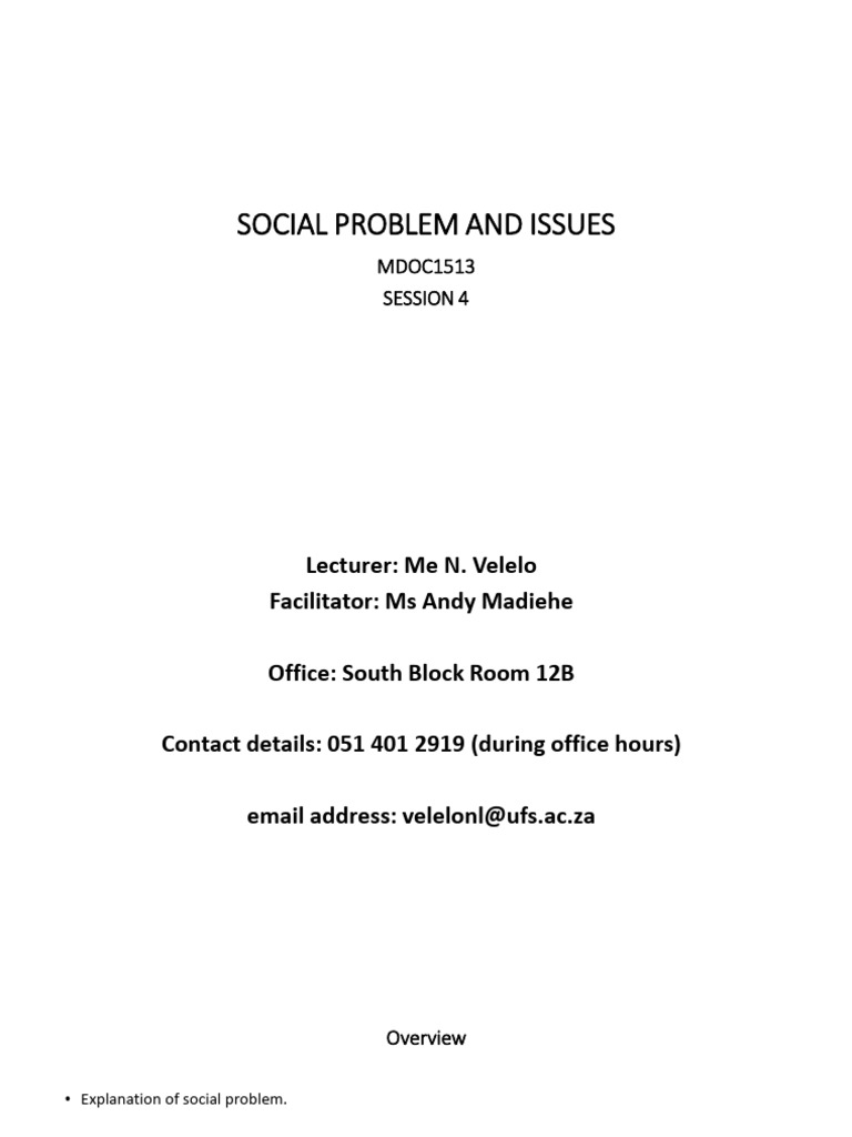 MDOC Session 4 2020 Social Problems | PDF | Substance Abuse | Social Stigma