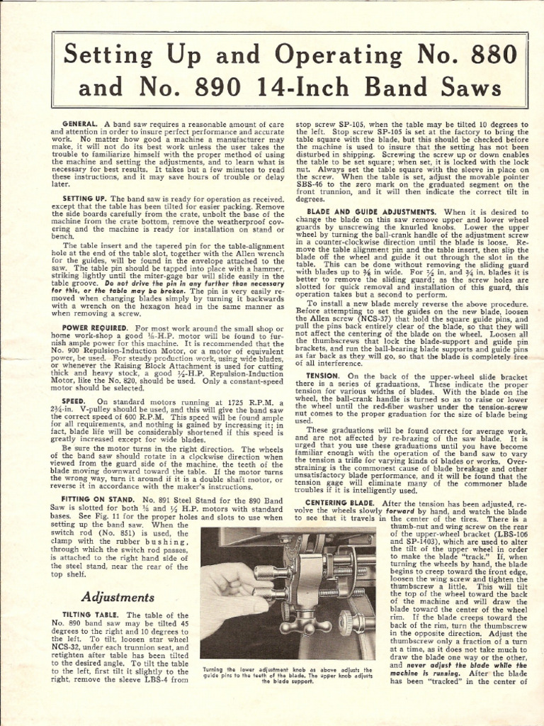 Delta 880 14-Inch Wood/metal Bandsaw Guide | PDF