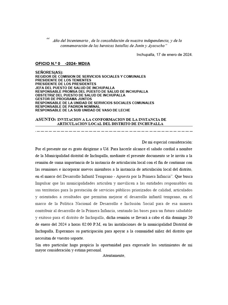 Oficio Ial | PDF | Ciencias sociales | Hogar, jardinería y bricolaje