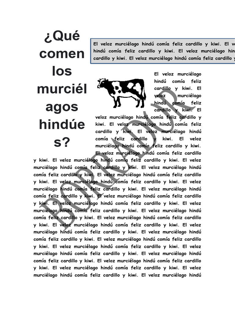 Murciélago hindú: dieta y hábitos | PDF