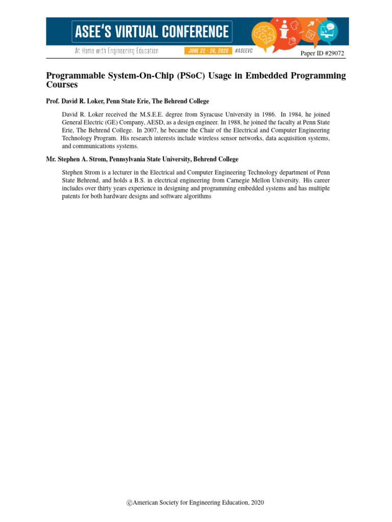 Programmable System On Chip Psoc Usage in Embedded Programming Courses | PDF | Analog To Digital ...