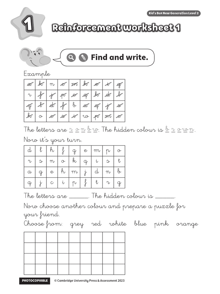 KBNGESS KidsBox Level2 Unit1 Reinforcement Worksheet 1 | PDF
