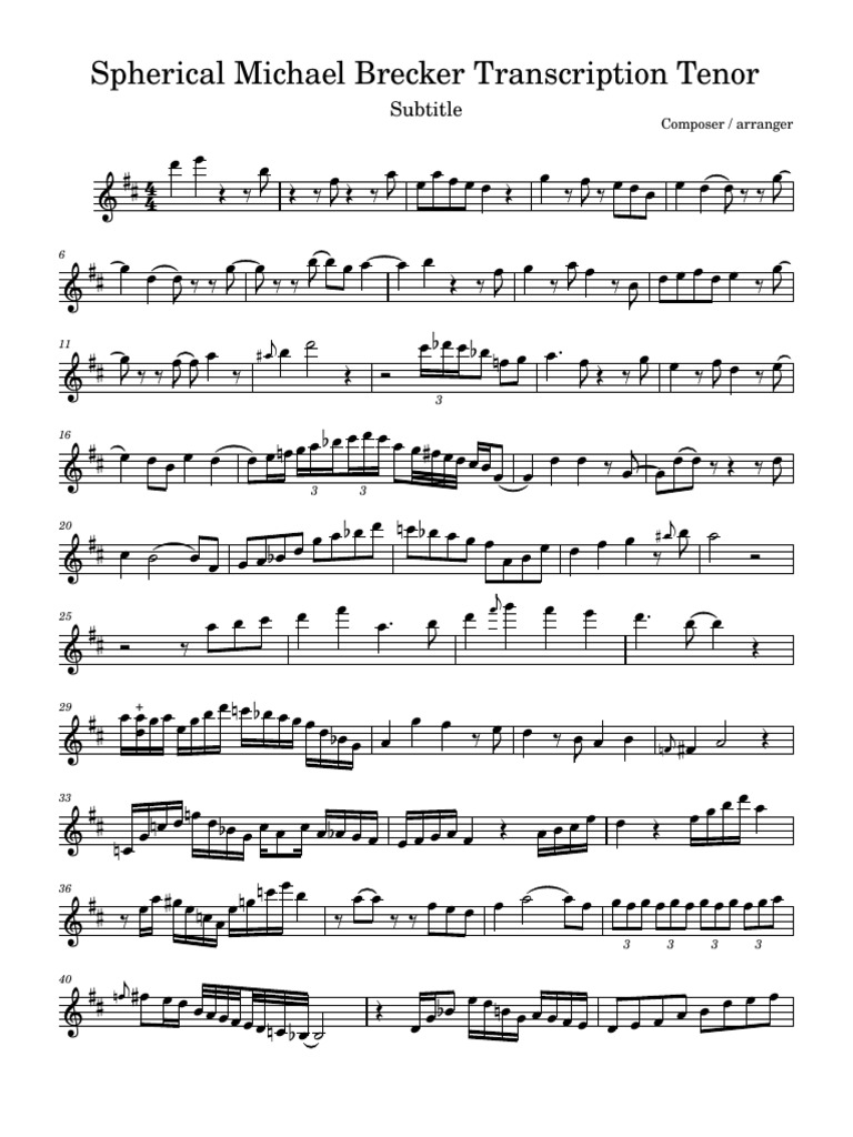 Spherical Michael Brecker Transcription Tenor | PDF