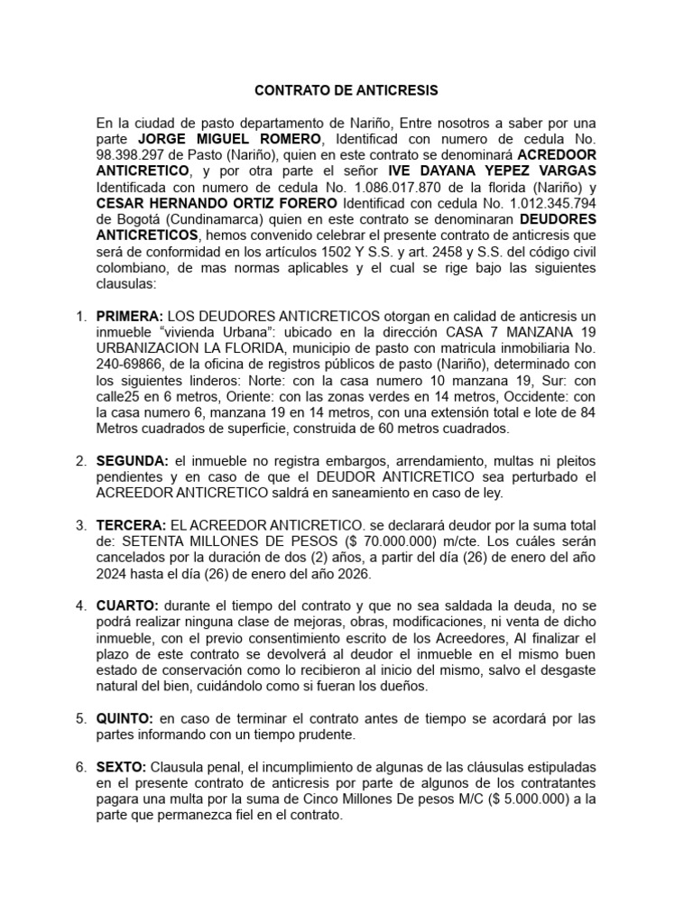 Contrato de Anticresis 6 | PDF | Ley común | Derecho civil (sistema legal)