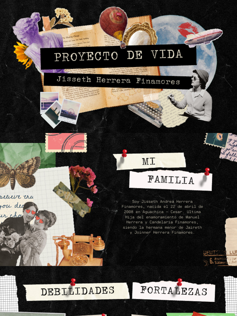 Black Textured Vintage Scrapbook English Writing A Biography ...