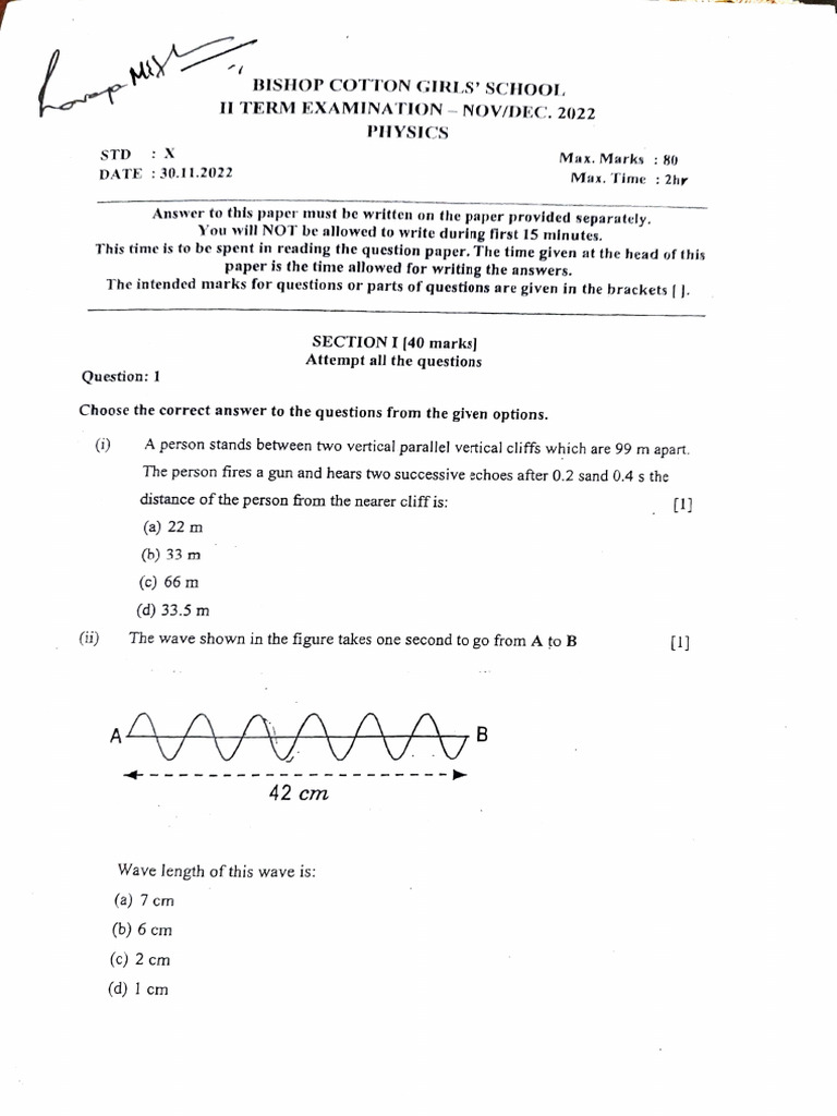 Phy 2nd Mid Term Q Paper Class 10 | PDF | Electron | Electrical Resistance And Conductance