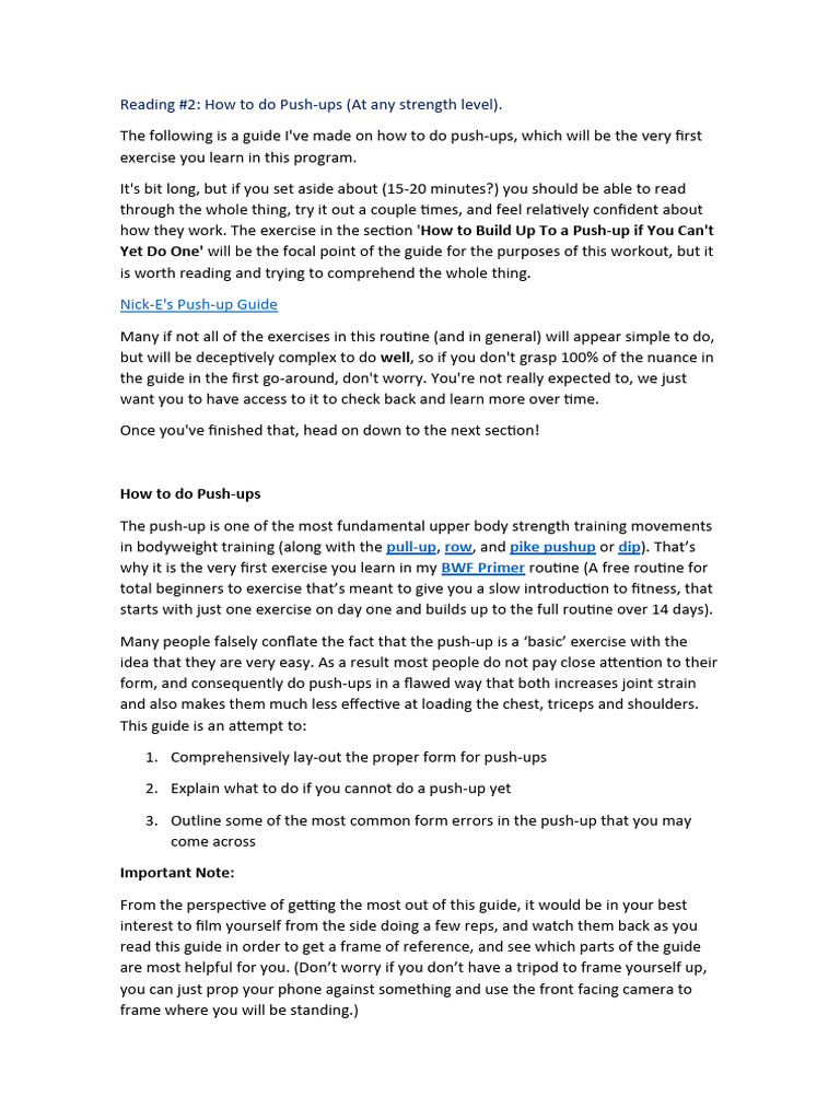 Push Up Guide | Download Free PDF | Musculoskeletal System | Human Anatomy