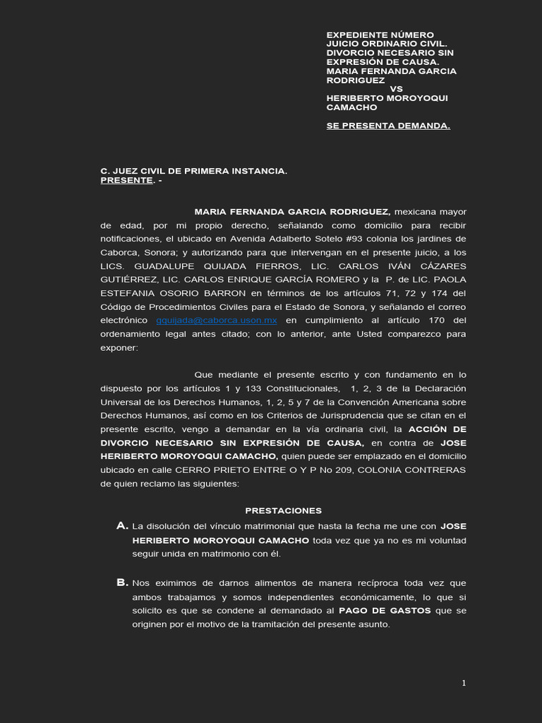 Divorcio Incausado Maria Fernanda Garcia | PDF | Divorcio | Matrimonio Divorcio Incausado Maria Fernanda Garcia | PDF | Divorcio | Matrimonio