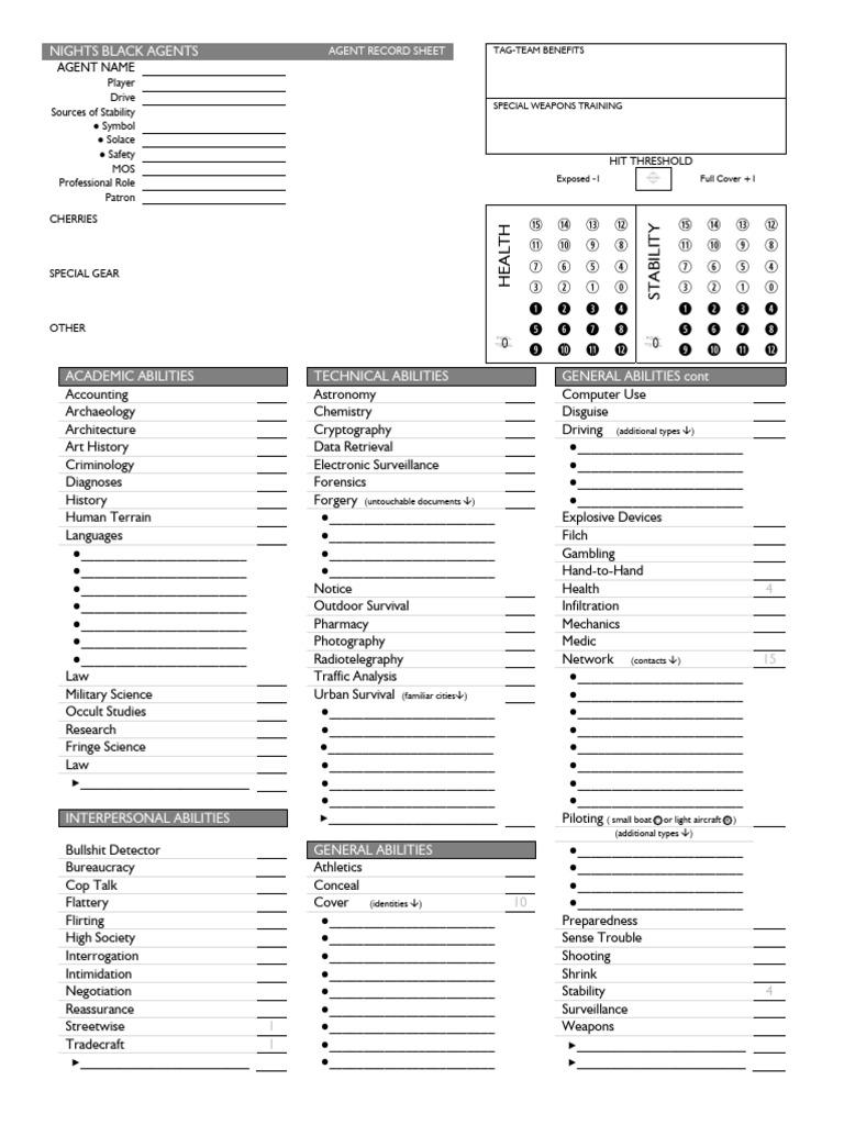 Fringe Science Character Sheet | PDF