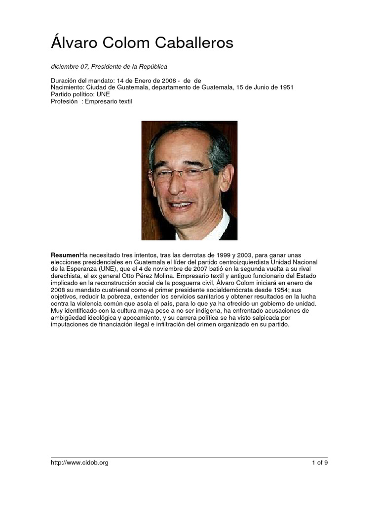 Alvaro Colom | PDF | Guatemala | Gobierno