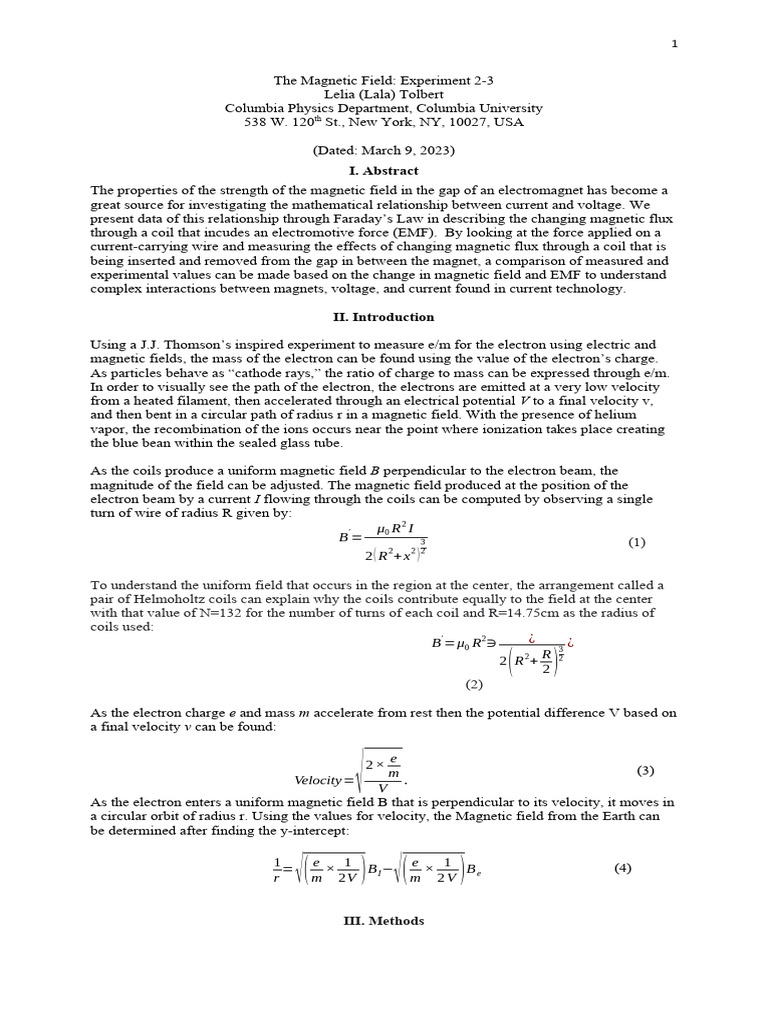 2 4 The Magnetic Field Pdf Magnetic Field Electron