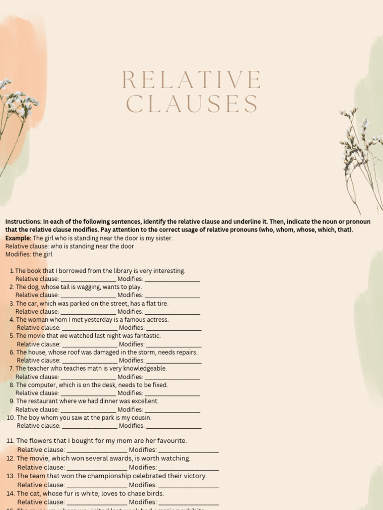 Relative Clauses | PDF | Clause | Linguistics