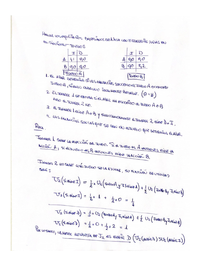 Ejercicio Juego Estático Con Informacion Incompleta | PDF