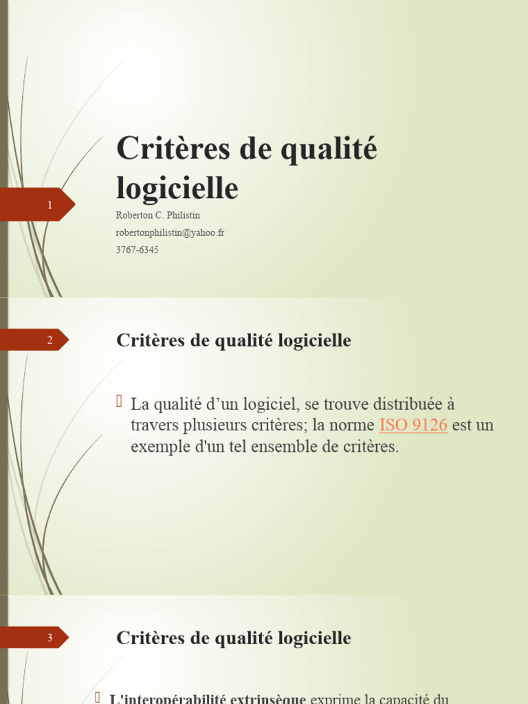 GL - Cours 10 - Critères de Qualité Logicielle | PDF | Qualité ...