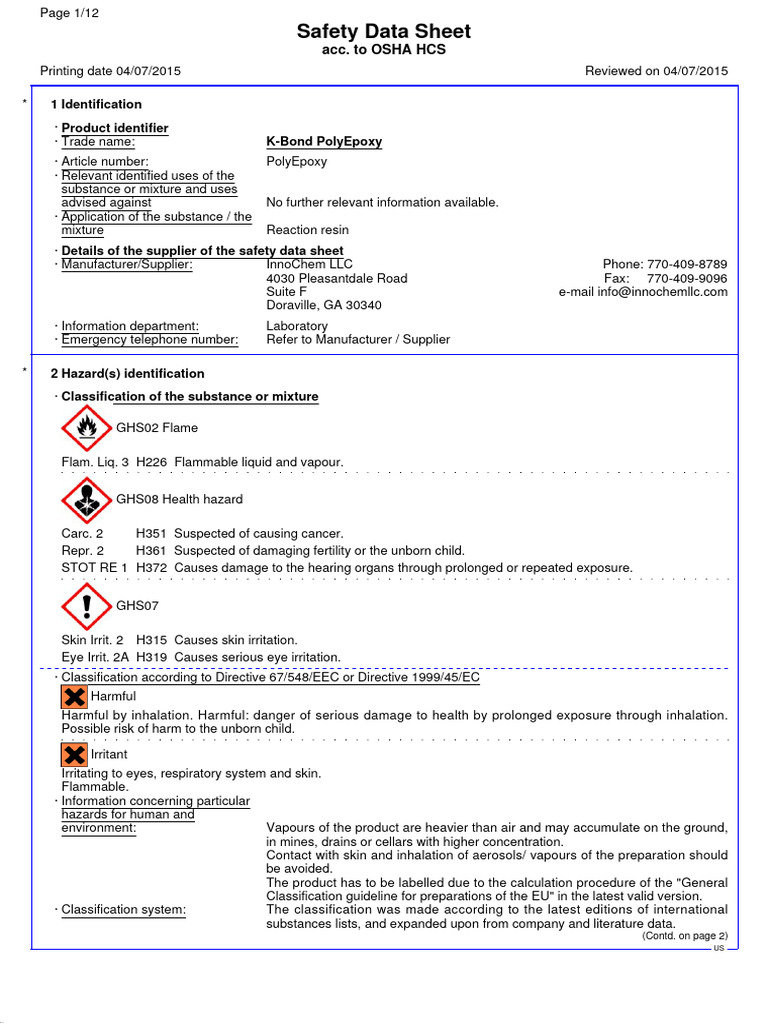 16996-16998 K-Bond Poly Epoxy KG MSDS | PDF | Firefighting | Magnesium