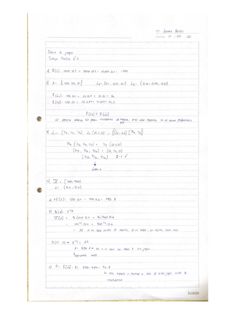 Renato Mendez - TP2 - Teoría de Juegos | PDF
