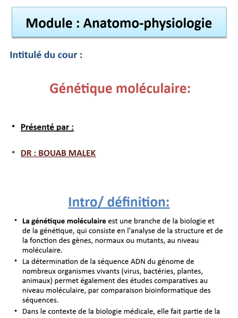 Introduction à la génétique moléculaire | PDF | Acide ribonucléique ...