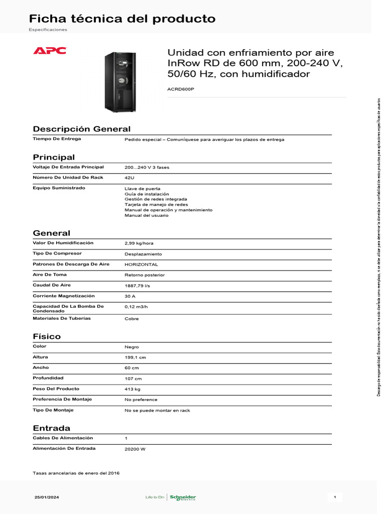Schneider Electric - Uniflair-Direct-Expansion-InRow-Cooling - ACRD600P | PDF | Electricidad ...