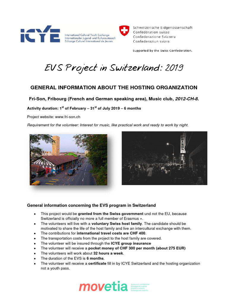 EVS Projects in Switzerland 2019-2020 | PDF | Switzerland | Volunteering