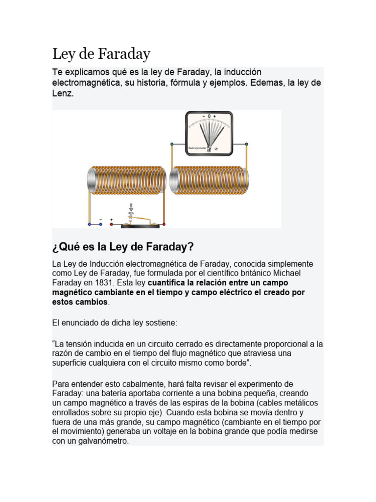 Ley de Faraday | PDF | Inducción electromagnética | Electricidad