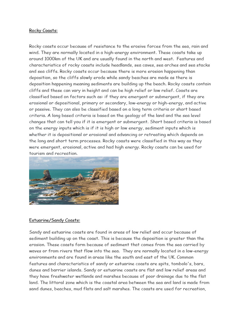 Rocky Coasts vs Sandy Coasts | PDF