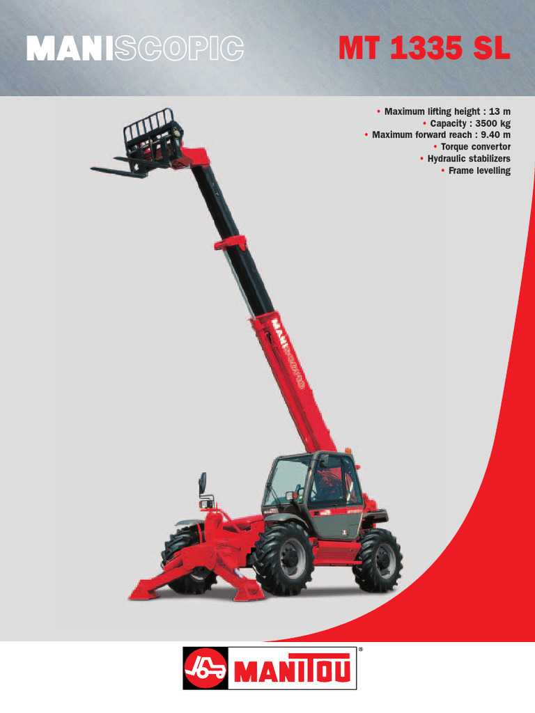 Manitou MT1335SL Forklift Data Sheet | Download Free PDF | Wheeled ...