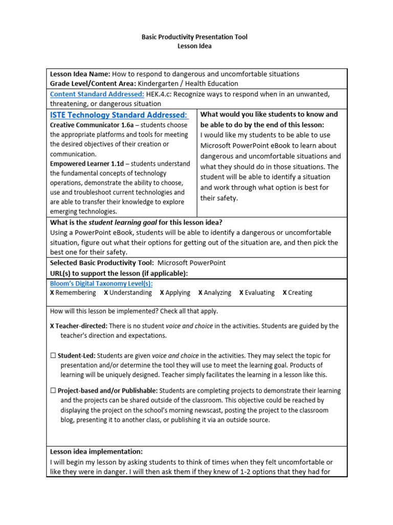 BPT Lesson Plan | PDF | Learning | Project Based Learning