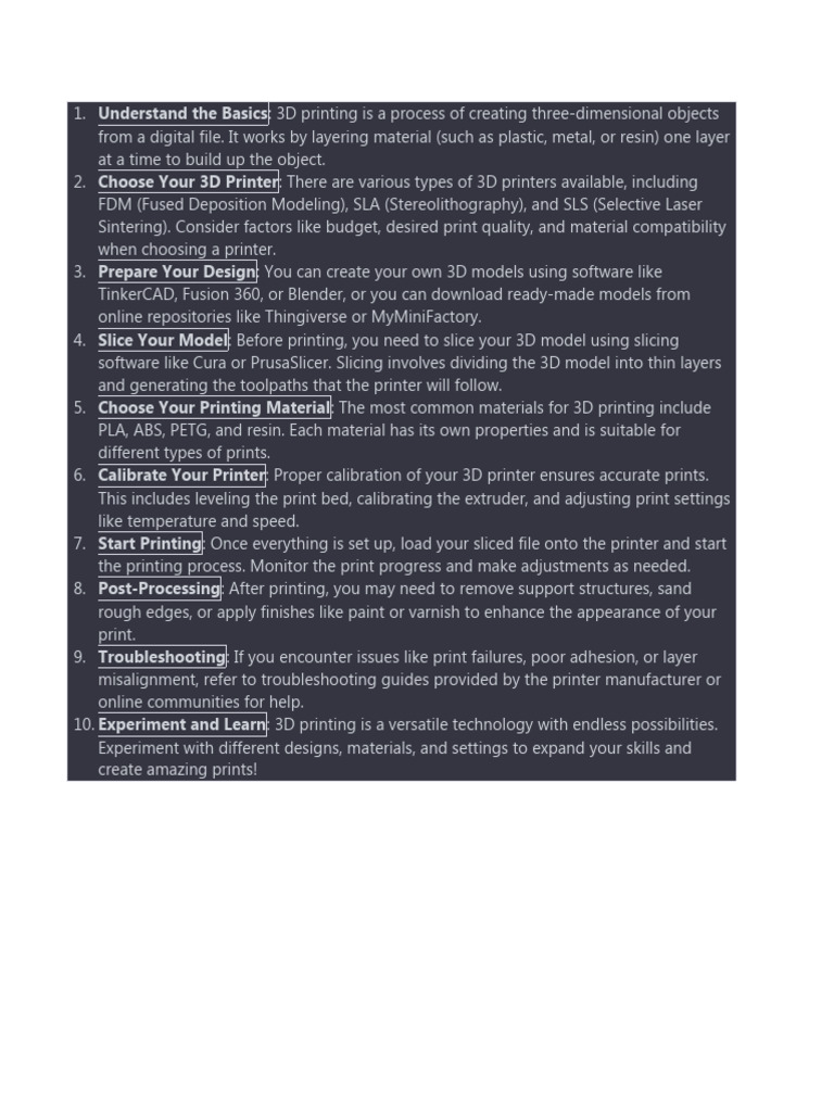 3D Printing Guide for Beginners | PDF | 3 D Printing | Business Process