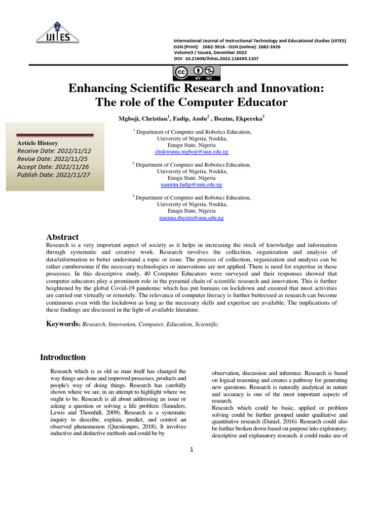 Role of Computer Educators in Research | PDF | Scientific Method | Data Analysis