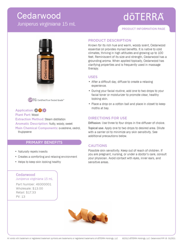 Doterra Cedarwood Essential Oil | PDF