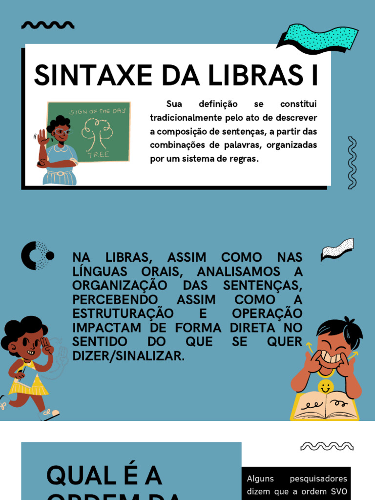 Cópia de AULA 8 - Sintaxe da Libras I | PDF | Assunto (gramática) | Linguagem de sinais