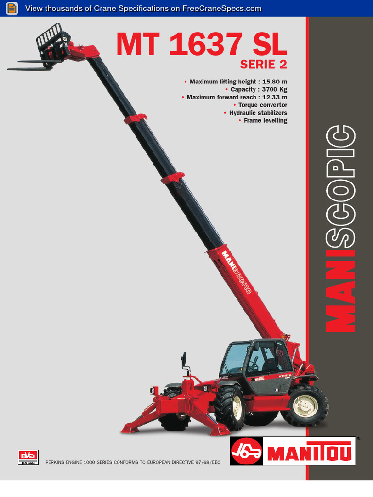 Manitou MT 1637 SL Serie 2 | PDF | Crane (Machine) | Manufactured Goods