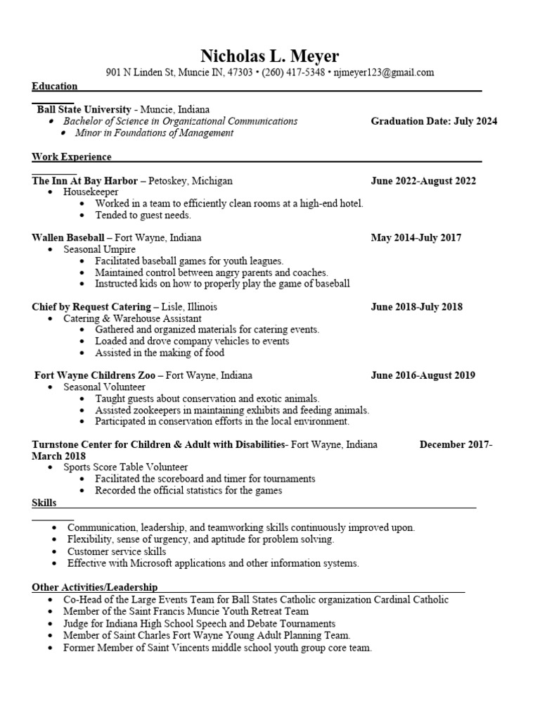 Resume - Nicholas Meyer | PDF