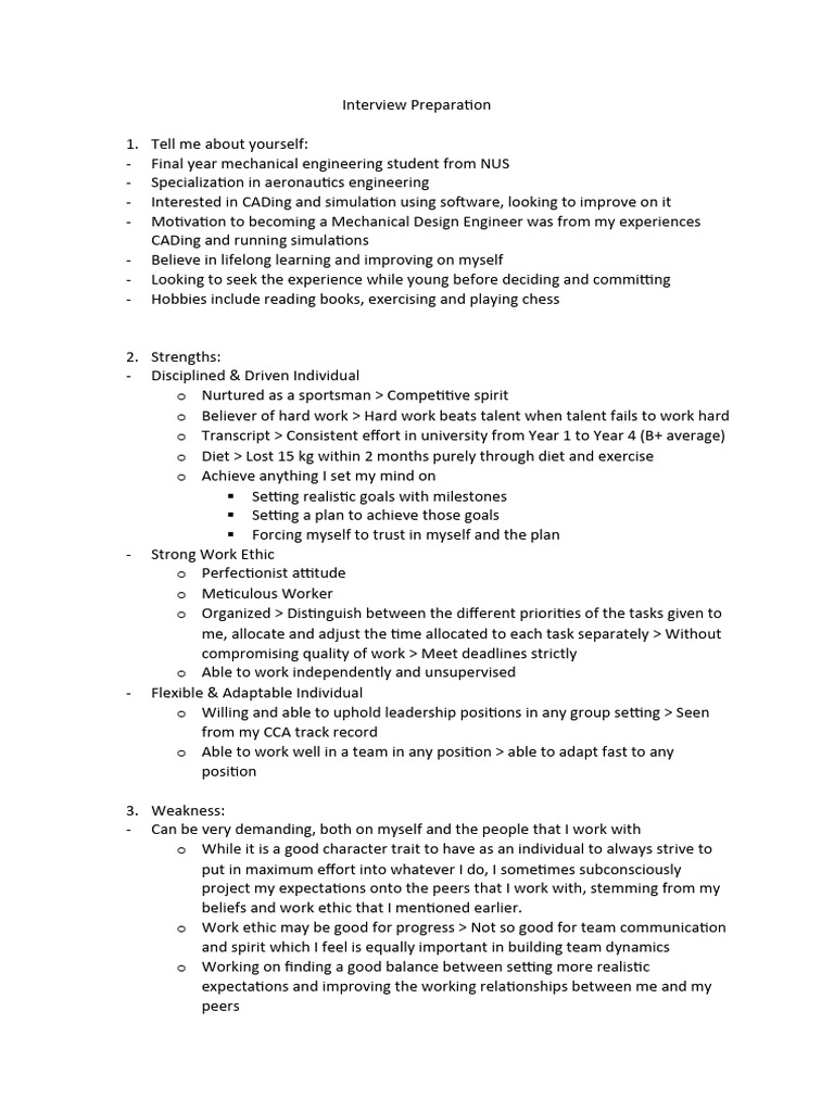 Interview Preparation | PDF | Communication | Internship