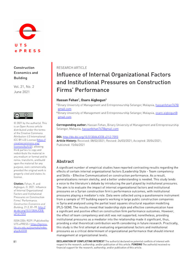 Influence of Internal Organizational Fac | PDF | Survey Methodology ...