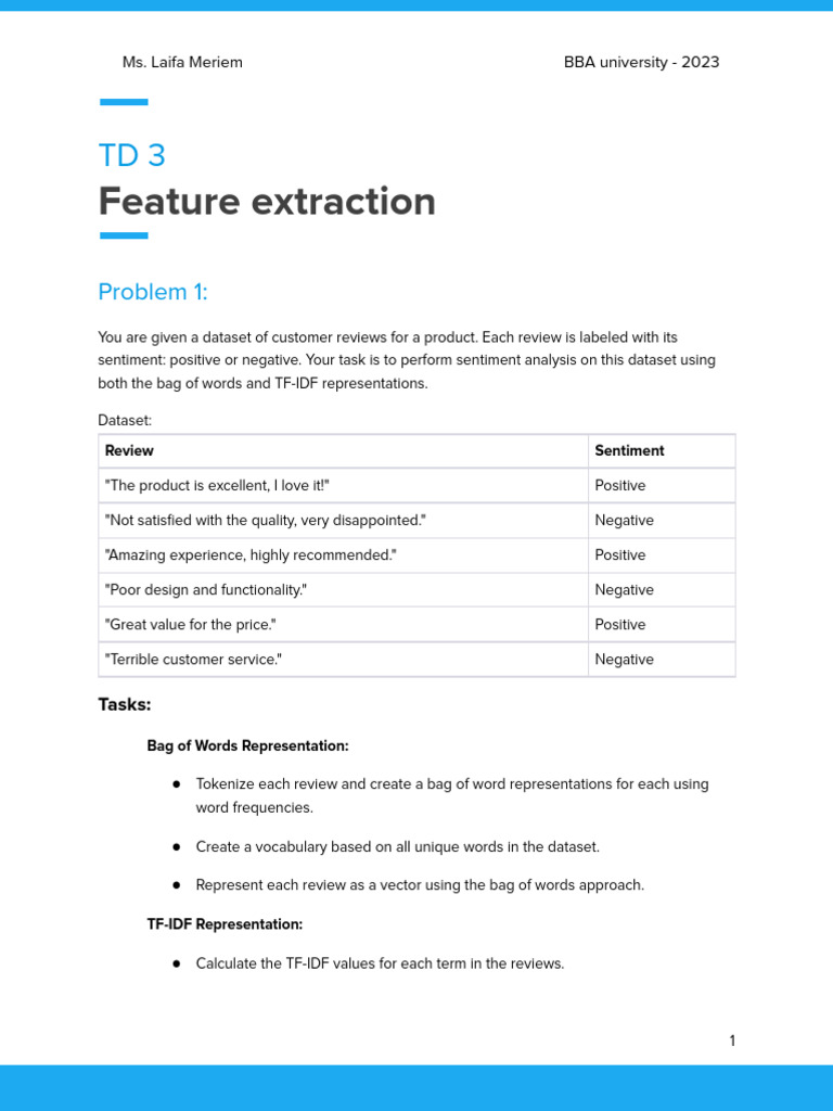 TD 3 - Feature Extration and Feature Selection | PDF | Information Science | Computing