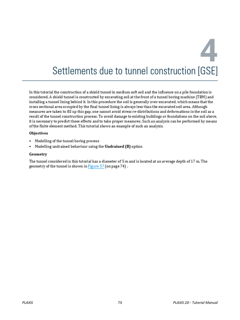 0753.PLAXIS - 2D - CEV22.02 - Tutorial - 4 - Settlements Due To Tunnel Construction | PDF ...