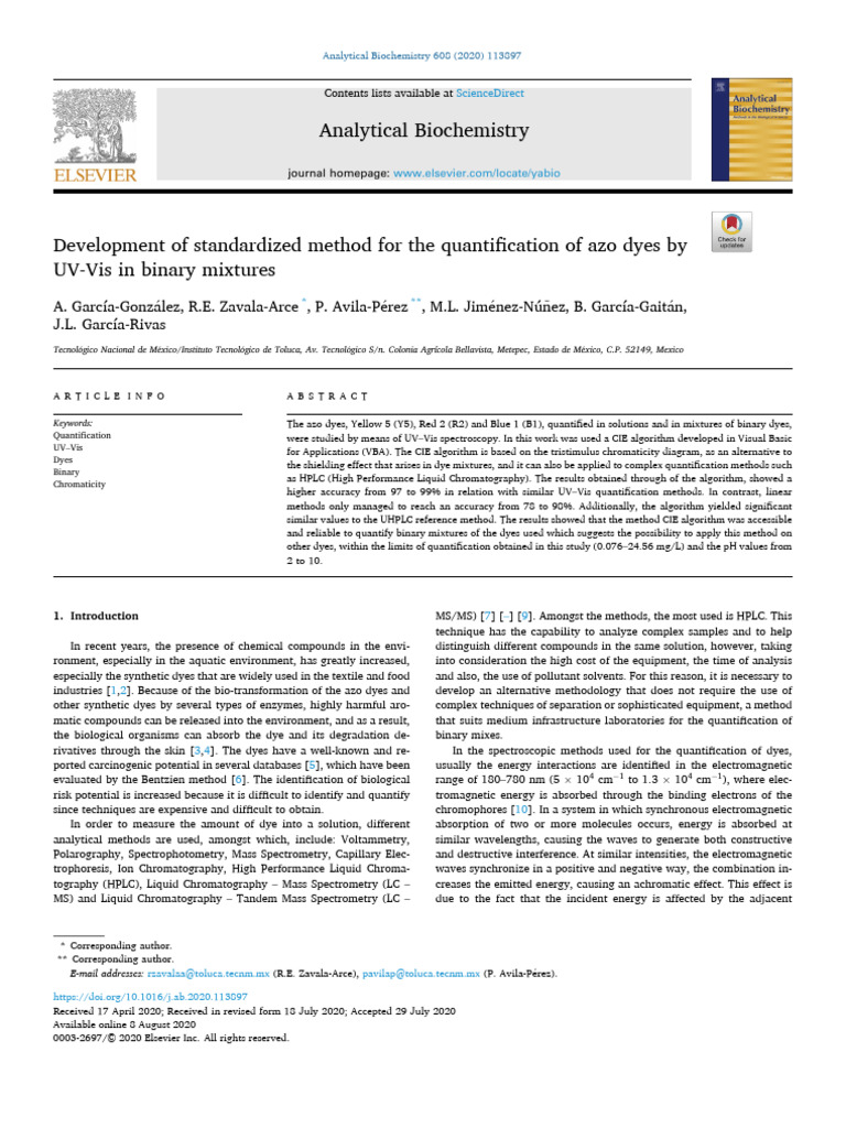 2022 Analytical Biochemistry - Quantification | PDF | Detection Limit | Spectrophotometry