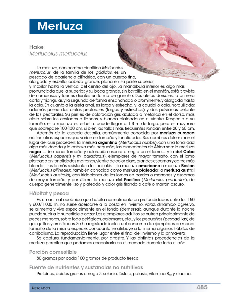 Merluza: Características y Valor Nutricional | PDF | Nutrición | Dieta ...