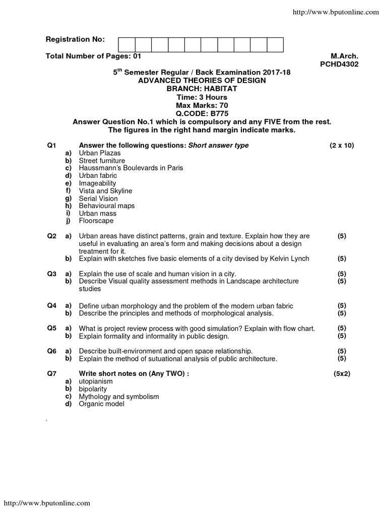 BPUT Question Paper - Advanced Theories of Design - 2018 | PDF