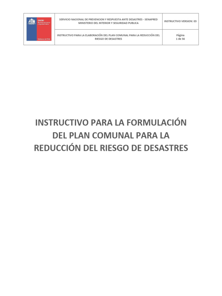 Instructivo Plan Comunal para La RRD - 21!09!22 | PDF | Reducción de Desastres | Riesgo