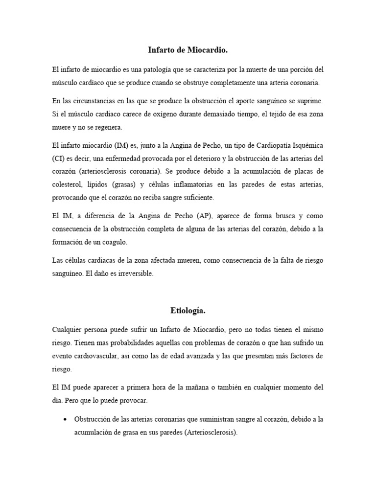 Infarto de Miocardio | PDF | Infarto de miocardio | Corazón