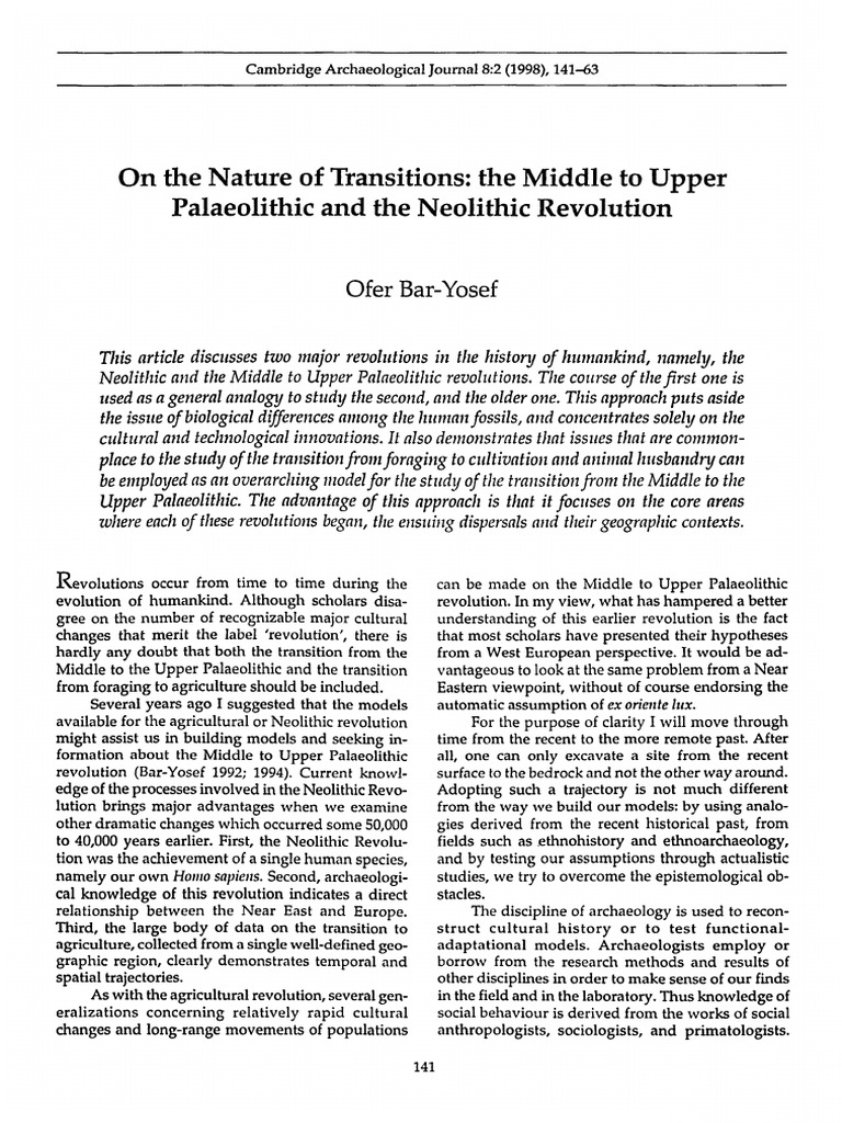 On The Nature of Transitions: The Middle To Upper Palaeolithic and The ...