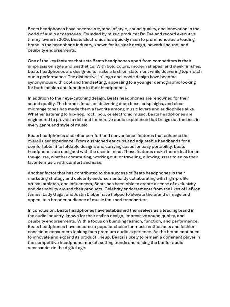 Beats: Style and Sound for Trendsetters | PDF | Brand | Fashion