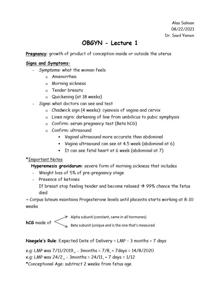OB - GYN (1) - Alaa Salman | PDF | Pelvis | Miscarriage