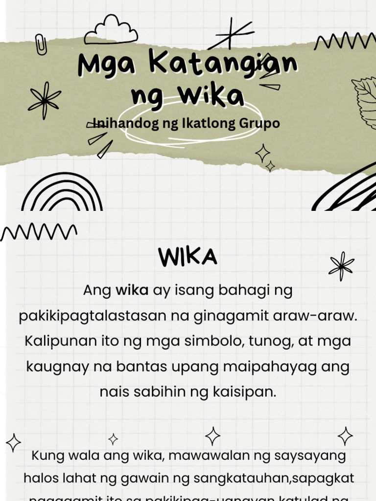 Mga Katangian NG Wika G11 Filipino | PDF