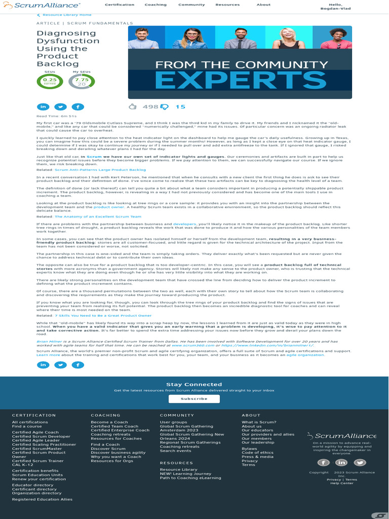 Diagnosing Dysfunction Using The Product Backlog - Scrum Alliance ... Diagnosing Dysfunction Using The Product Backlog - Scrum Alliance ...