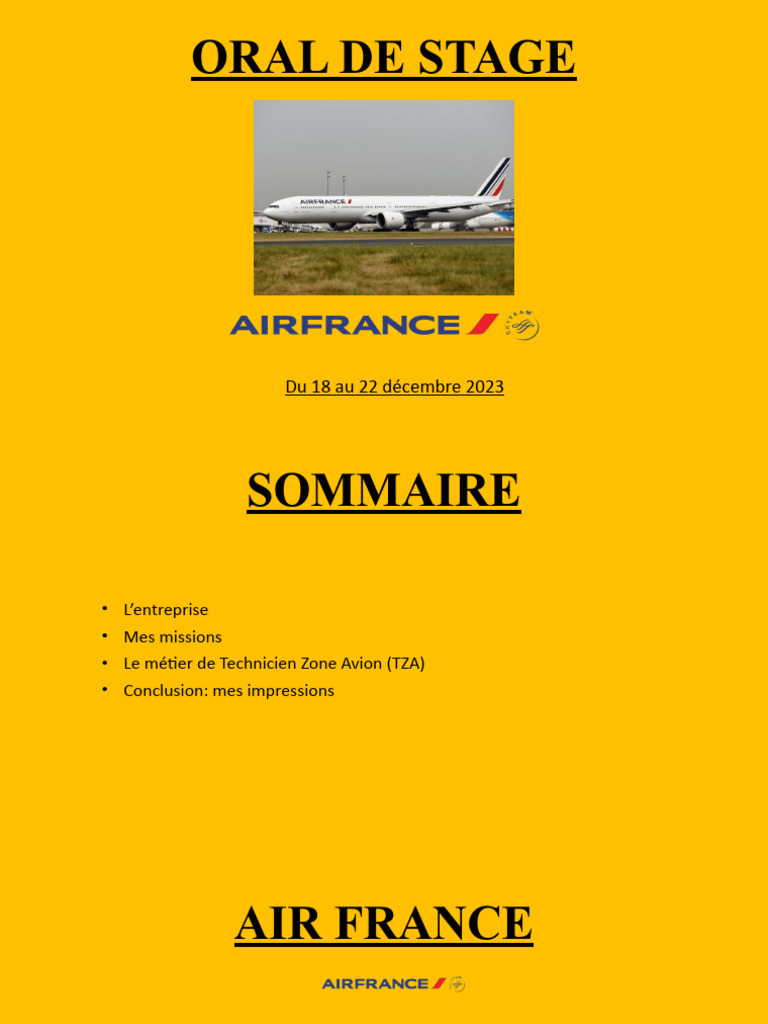 Stage TZA chez Air France : Missions et Impressions | PDF